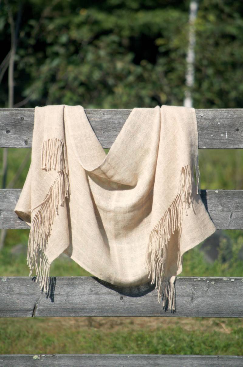 Natural Fawn Baby Alpaca Handwoven Shawl 1 | Mt Caesar Alpacas